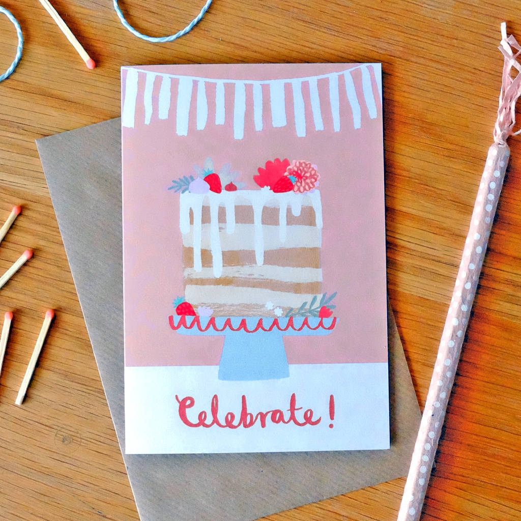 celebrate pink cake card by stephanie cole design | notonthehighstreet.com