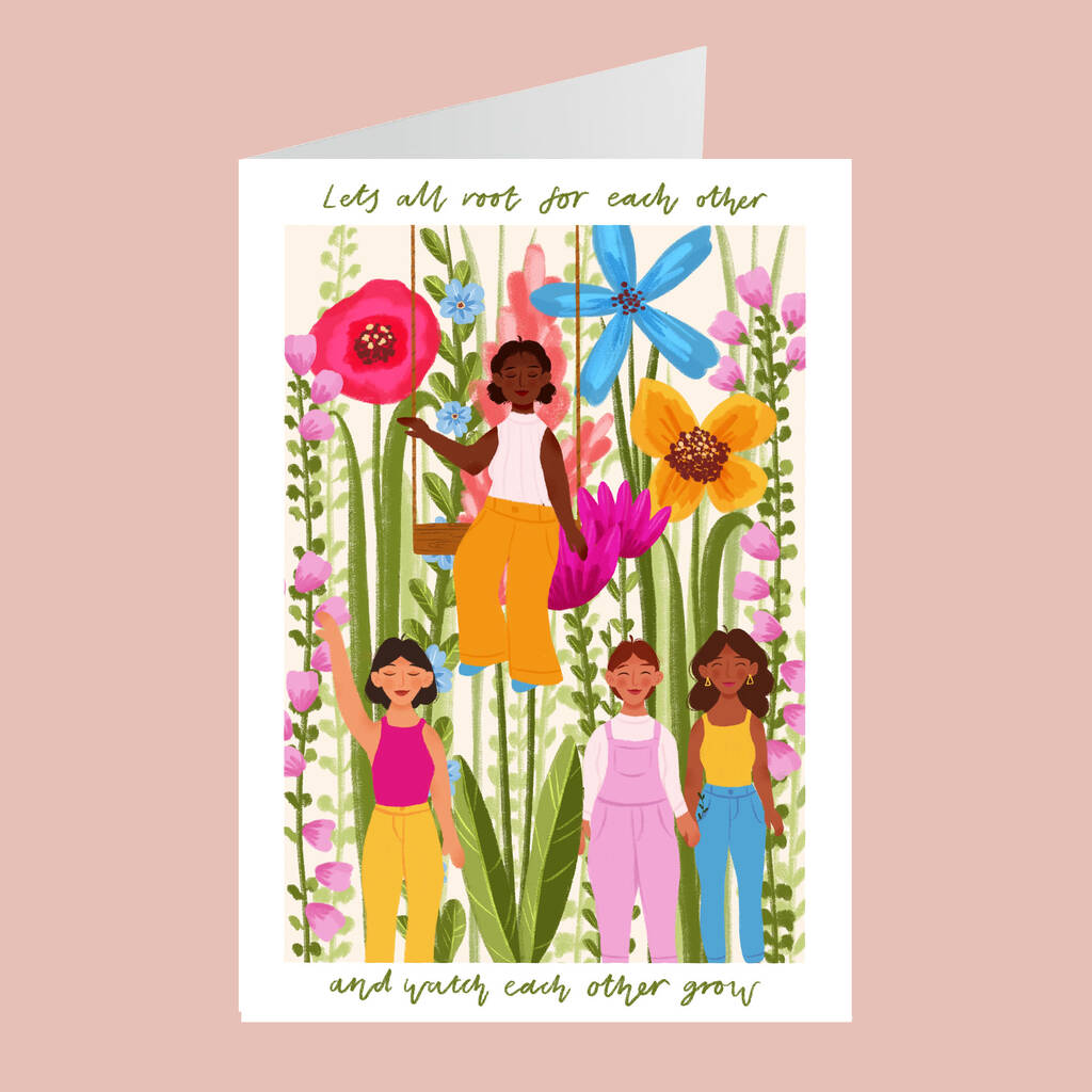 Lets All Root Friendship Floral Greetings Card By Flourish Paperworks