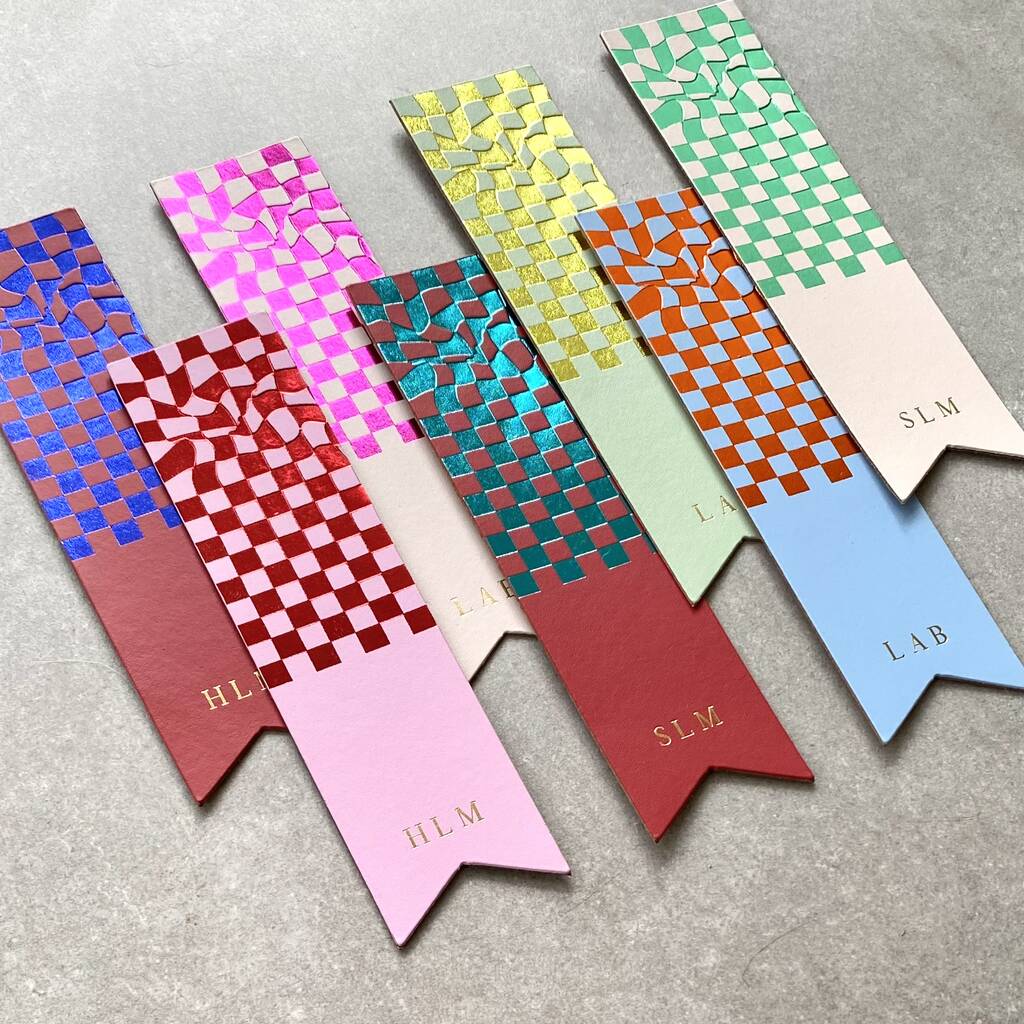 Chequerboard Pattern Leather Personalised Bookmark By Undercover ...