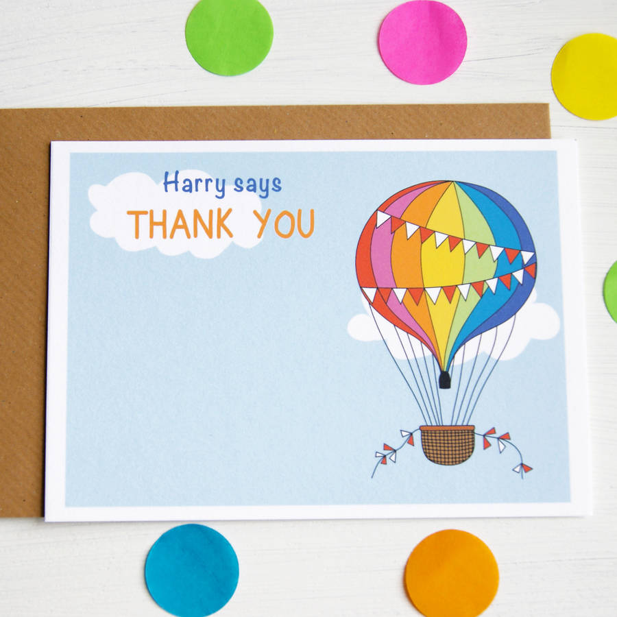 rainbow balloon personalised thank you note cards by superfumi ...