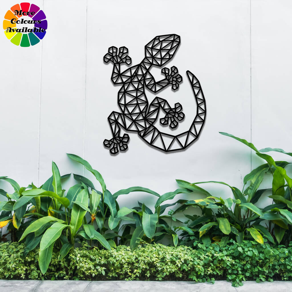 Rusty Metal Gecko Wall Decor Geometric Gecko Sculpture By Duke Craft ...