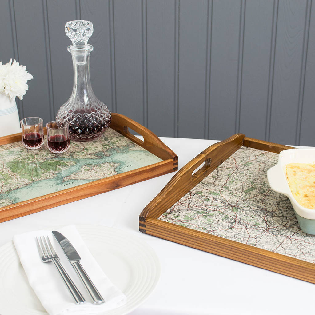 personalised vintage map drinks tray by atlas & i | notonthehighstreet.com