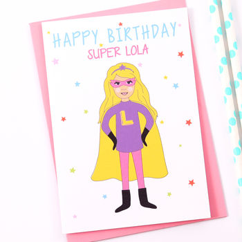 Superhero Girl Personalised Birthday Card By Superfumi ...