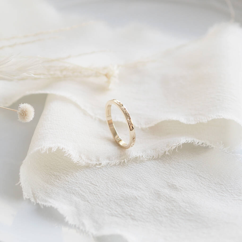 Star Engraved Ring Band In Solid Gold By Ruby Tynan Jewellery ...