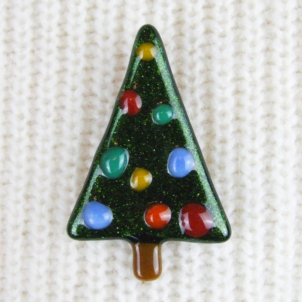 handmade glass christmas tree brooch by jessica irena smith glass ...