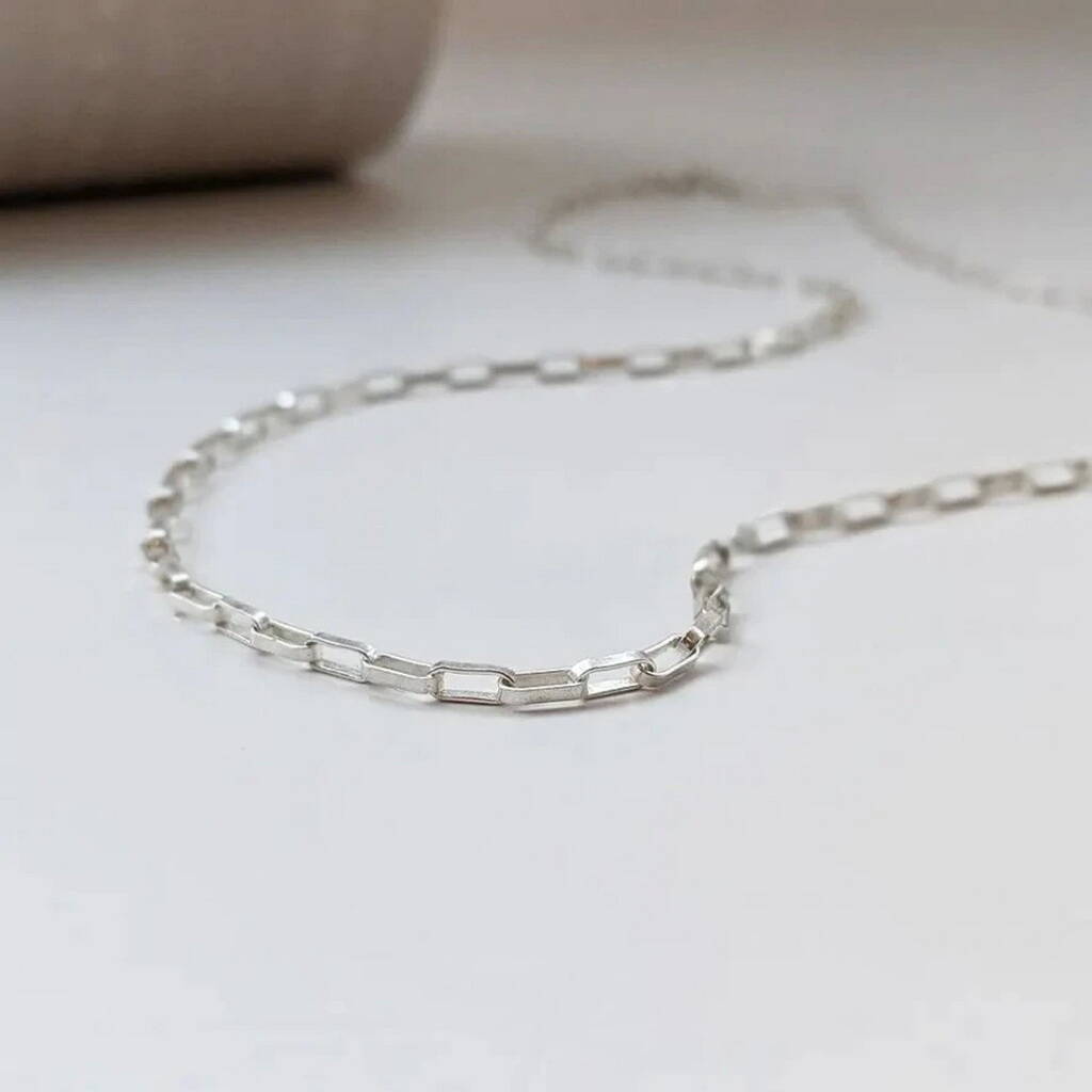 Sterling Silver Open Link Chain Necklace By Macaroon Jewellery
