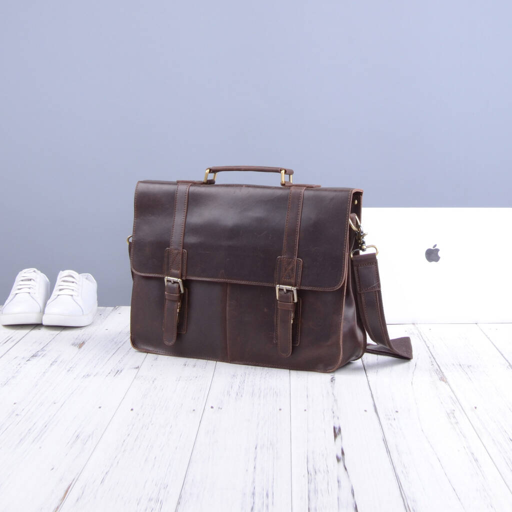 Worn Look Genuine Leather Briefcase By EAZO | notonthehighstreet.com