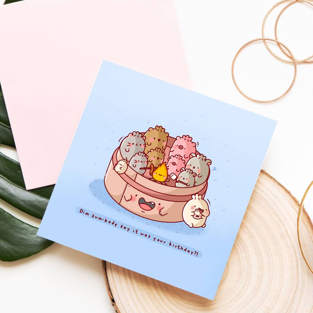 Cute Dim Sum Campfire Birthday Card By Toastedink