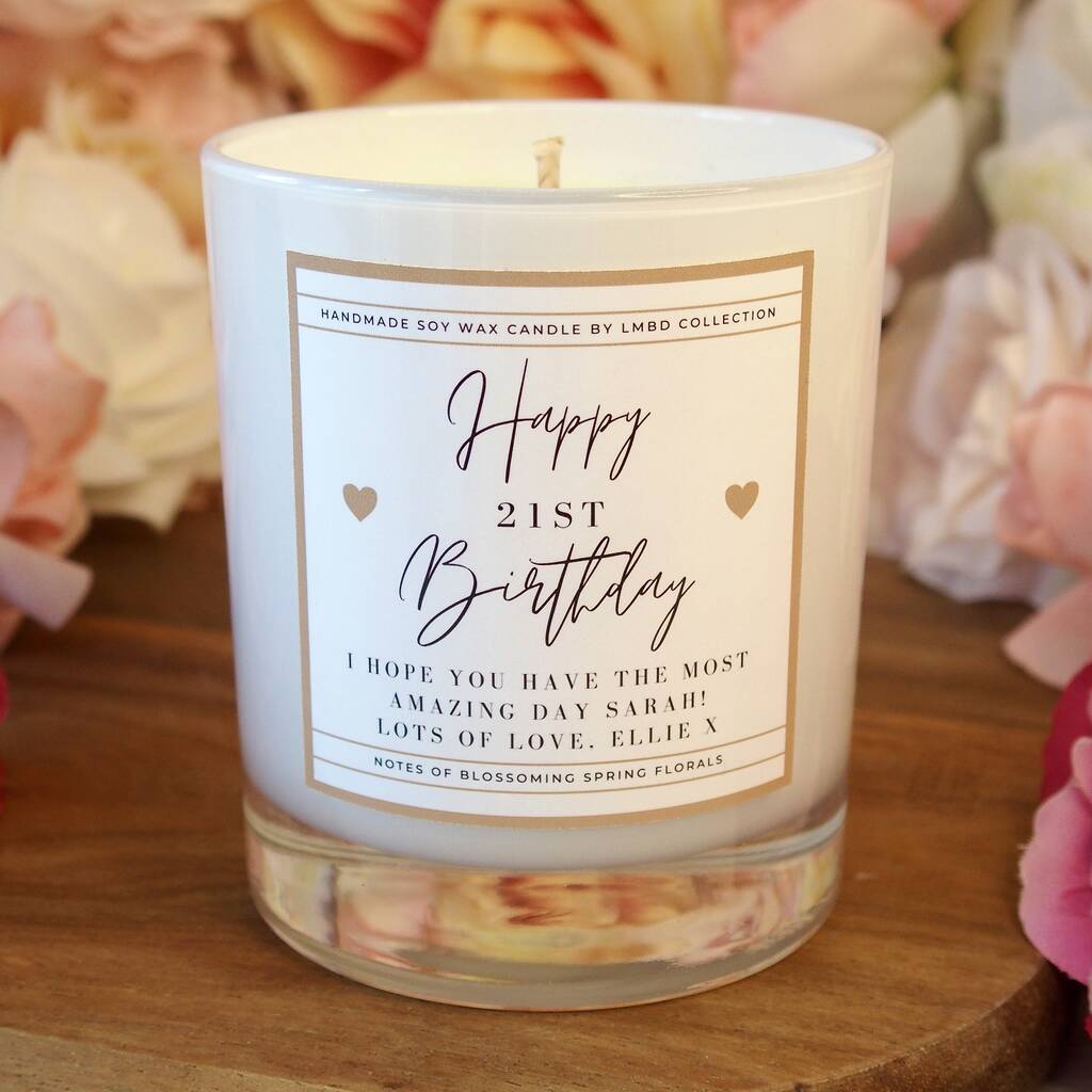 21st Birthday Gift Personalised Scented Candle By L&M Bespoke Designs