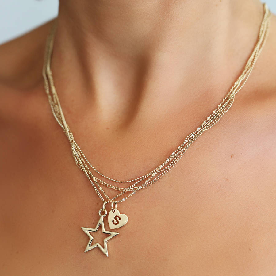 Personalised Multi Chain Star Necklace By J&S Jewellery ...