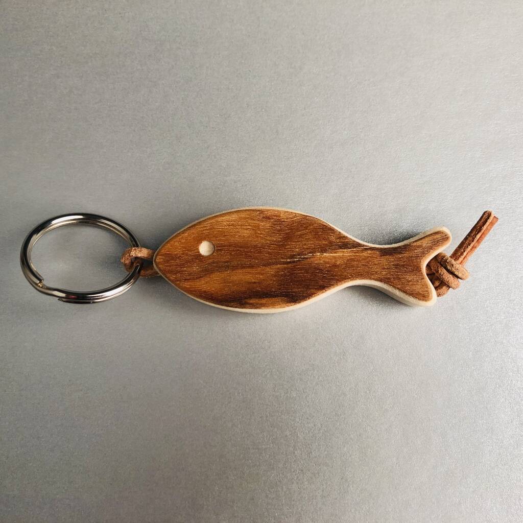 handmade maple wood fish key ring by nest | notonthehighstreet.com