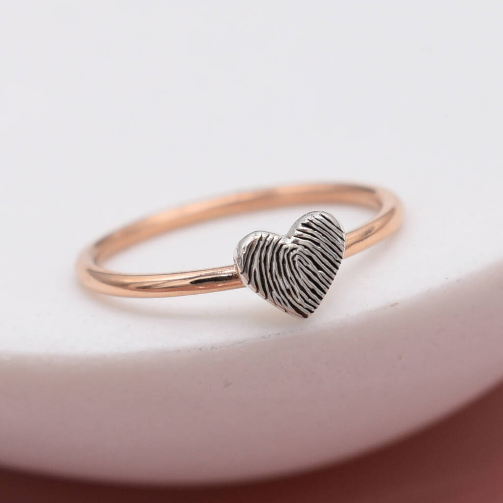 Gold And Silver Fingerprint Heart Ring By Hold Upon Heart ...