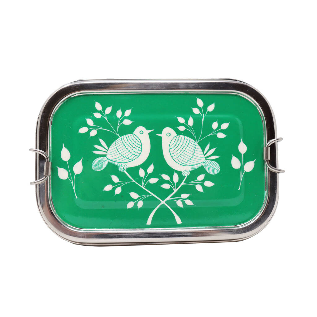 Hand Painted Rectangle Bento Box 'Garden Birds' By Pretty Tiffin ...