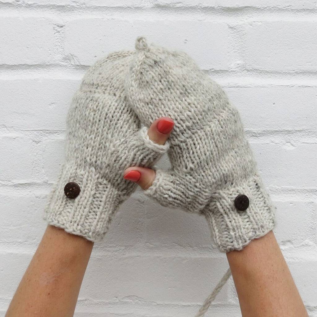 fair trade knit wool lined mitten fingerless gloves by aura que ...