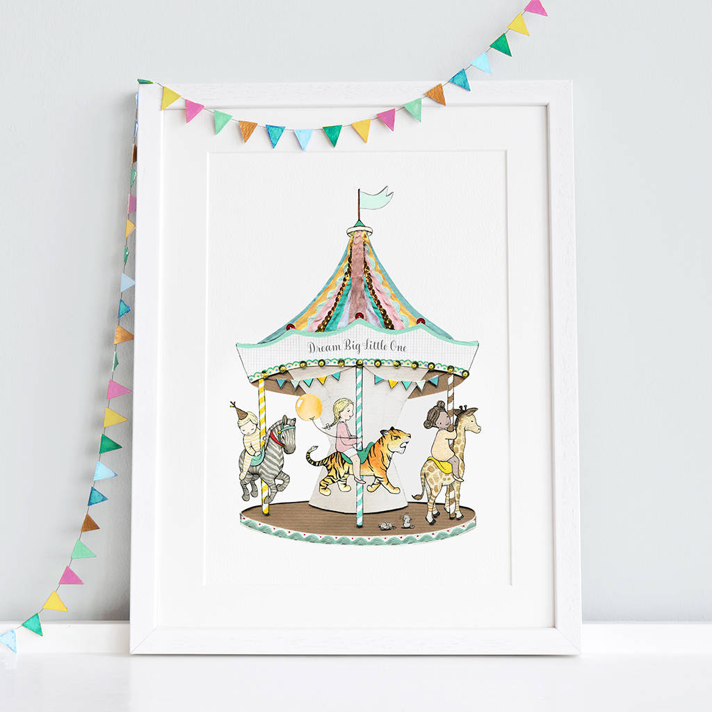 Personalised Childrens Circus Carousel Wall Art Print By Daisy & Bump ...