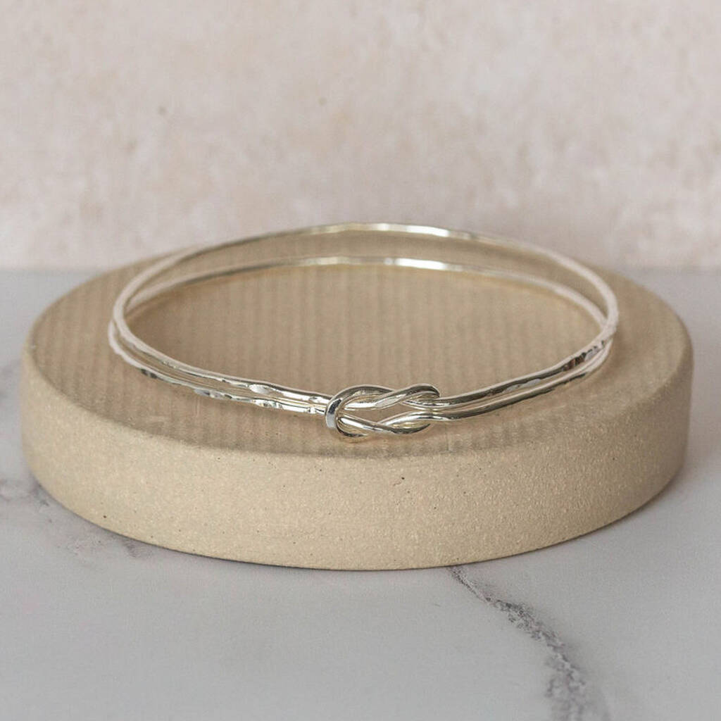 Sterling Silver Love Knot Double Bangle By Lucy Kemp Silver Jewellery ...
