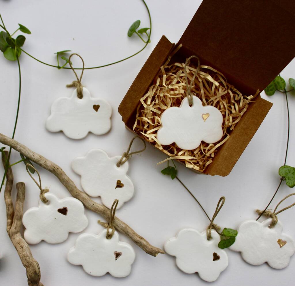 White And Gold Ceramic Clouds By Little Brick House Ceramics