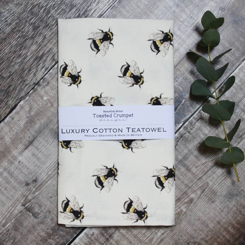 bee tea towel by toasted crumpet designs | notonthehighstreet.com