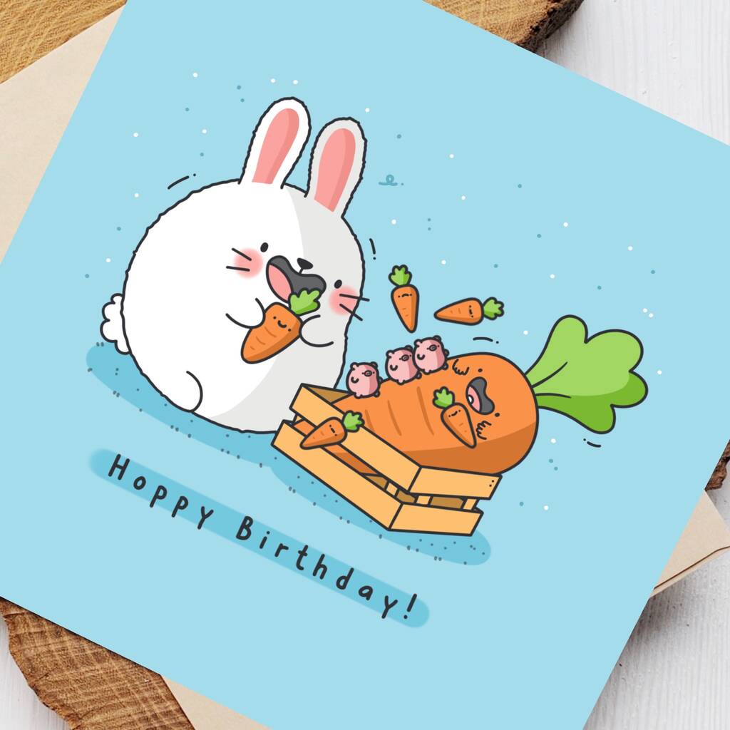 Cute Bunny Rabbit Birthday Card By Toastedink