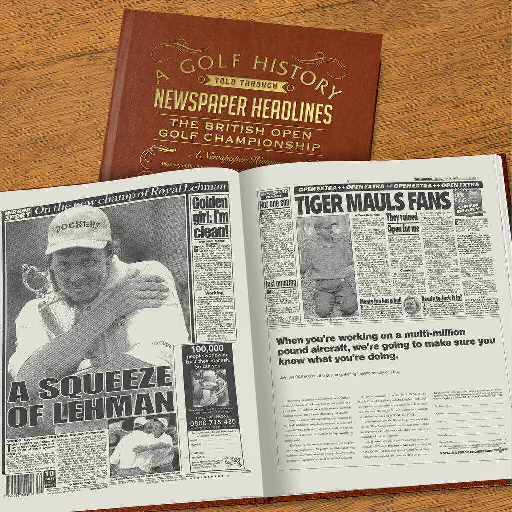 Golf The Open Personalised Sports Gift Newspaper Book By Historic ...