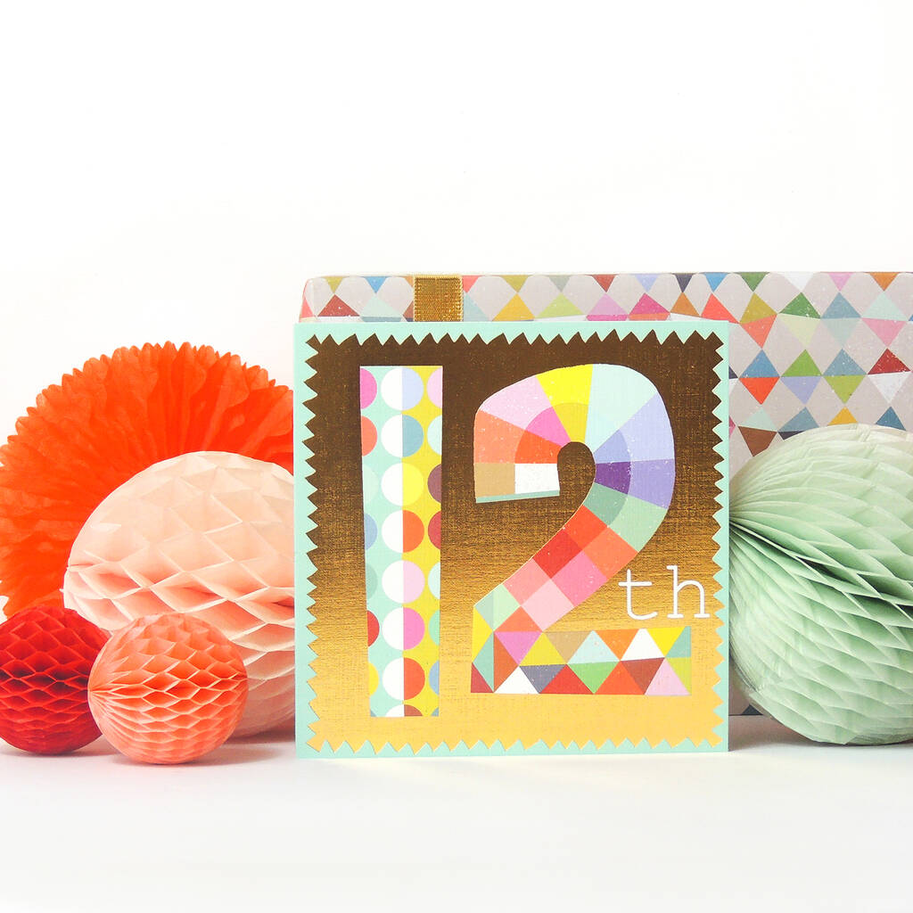 Gold Foiled Number Twelve Card By Kali Stileman Publishing