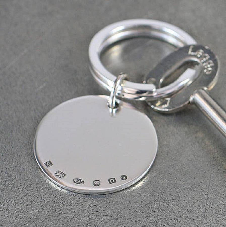 personalised round silver key ring by hersey silversmiths ...