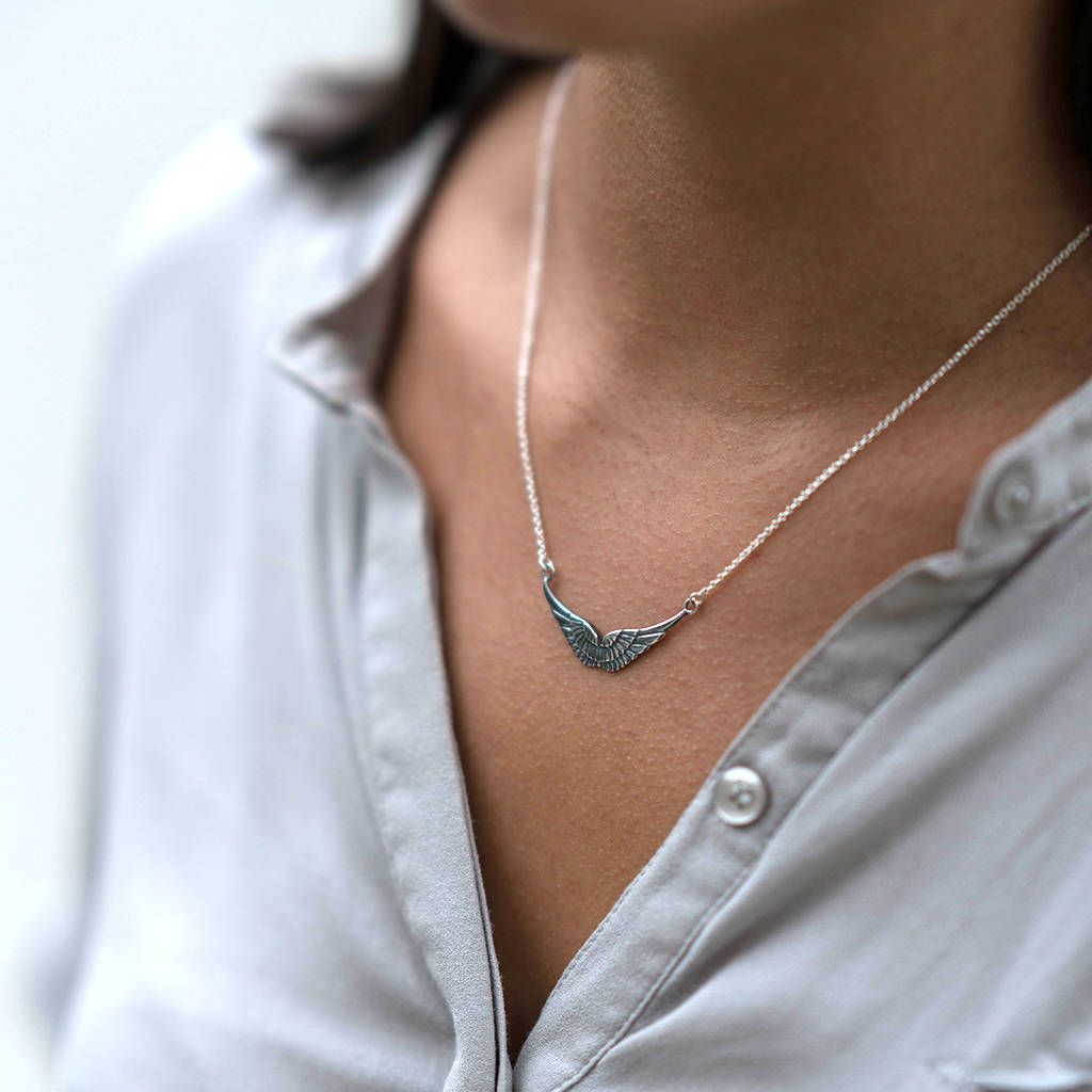 Sterling Silver Angel Wings Necklace By Hersey Silversmiths ...