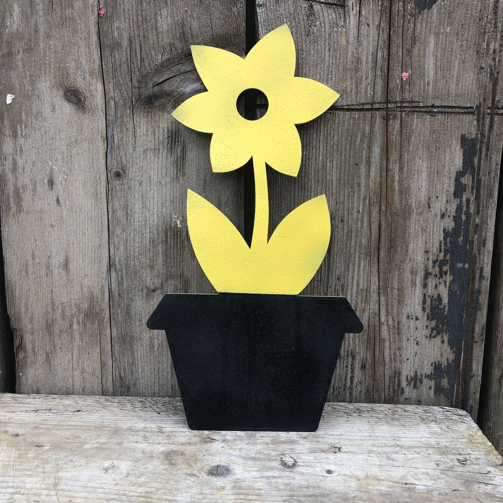 rusted coloured plant flower pot silhouette sign by the rustic ...