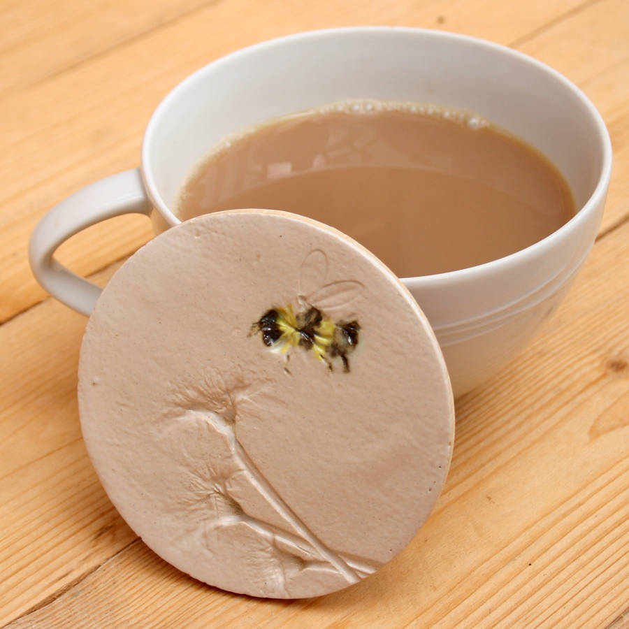 bumblebee and wild flower ceramic coasters by juliet reeves designs ...