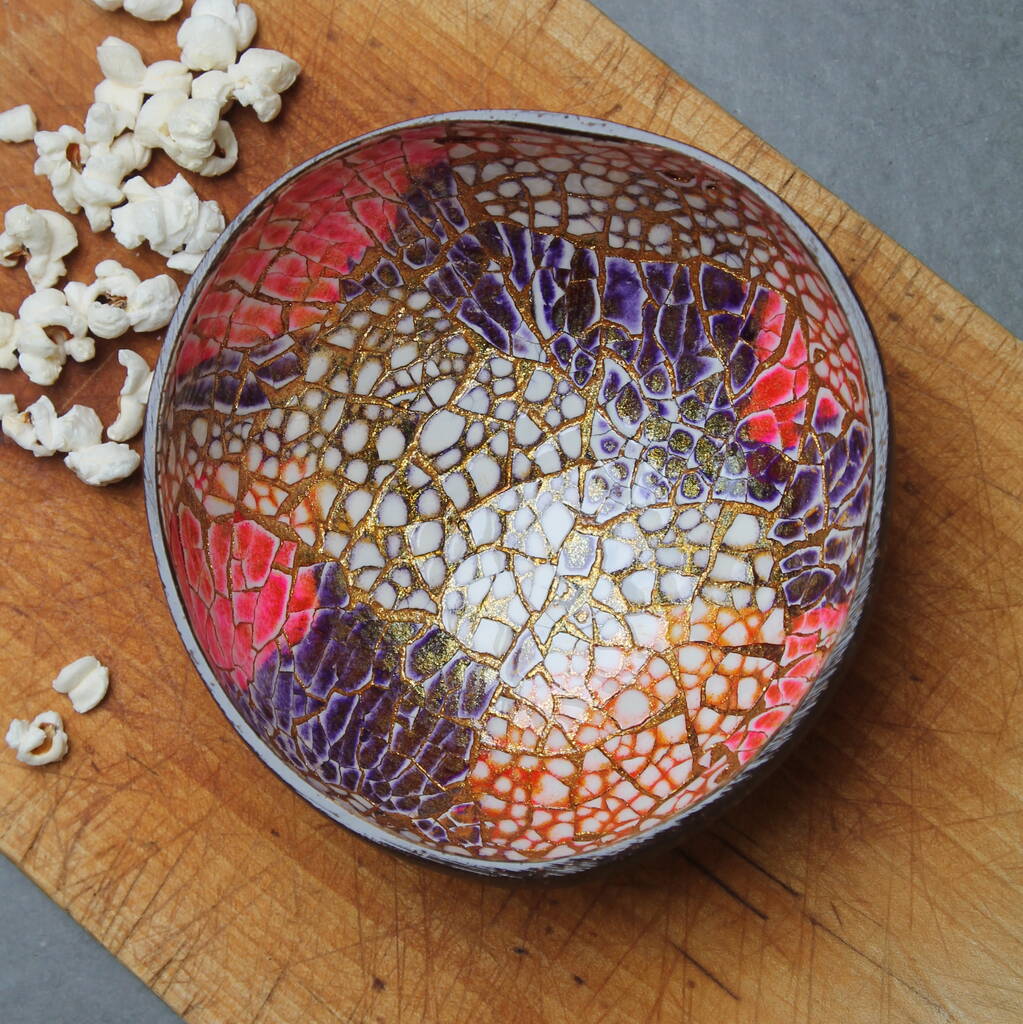 Gold Pattern Coconut Shell Snack Bowl By Lotus Direct ...