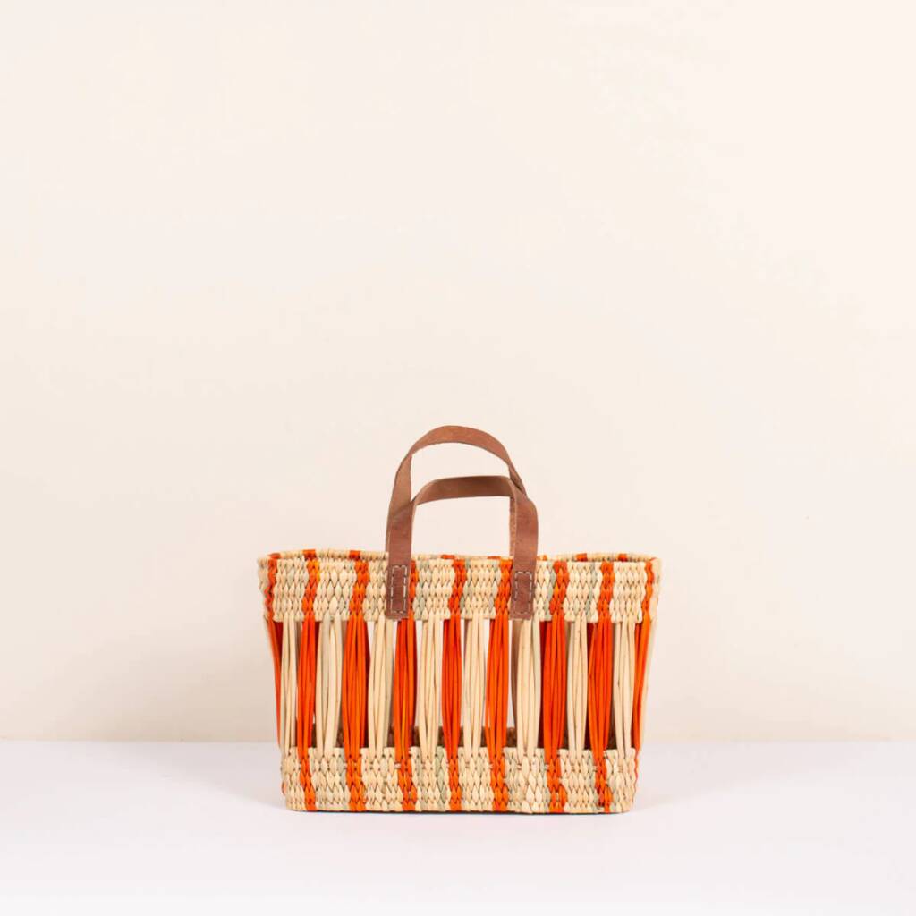 Decorative Reed Storage Basket, Orange Stripe By Grey Star Interiors