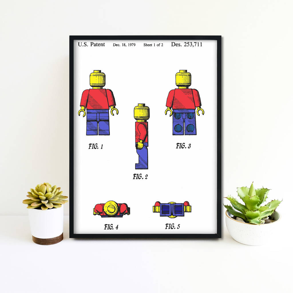 framed lego man sheet one patent art print by lelloliving ...