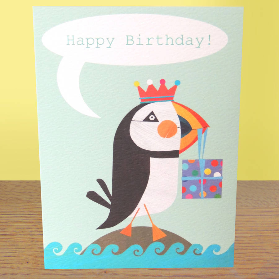 personalised puffin birthday card by kali stileman publishing ...