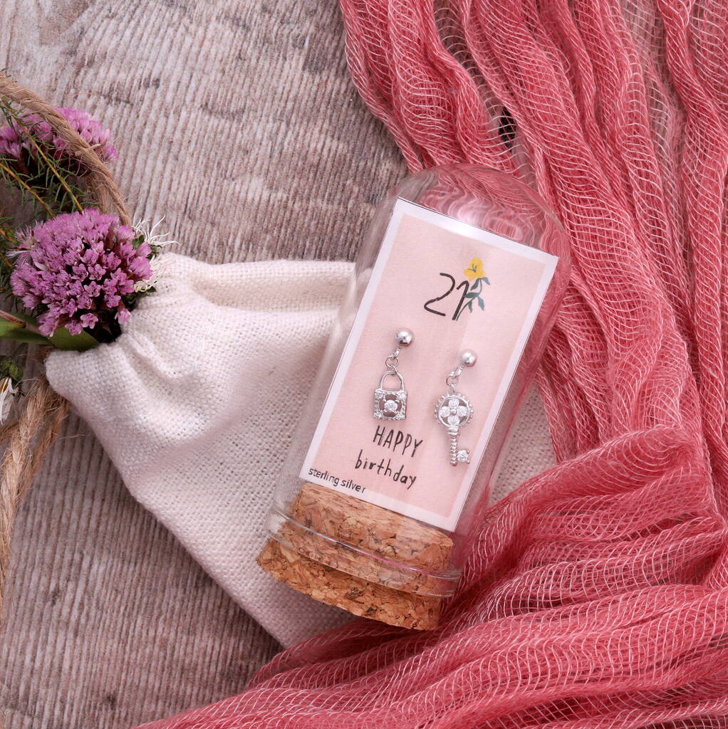 21st Key And Lock Earrings In Terrarium Bottle By attic ...