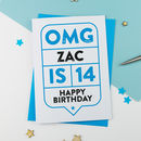 Omg 14th Birthday Card Personalised By A Is For Alphabet ...