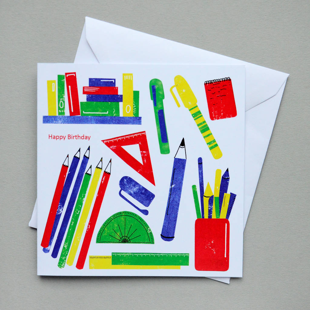 colourful stationery birthday card by fiona clabon illustration ...