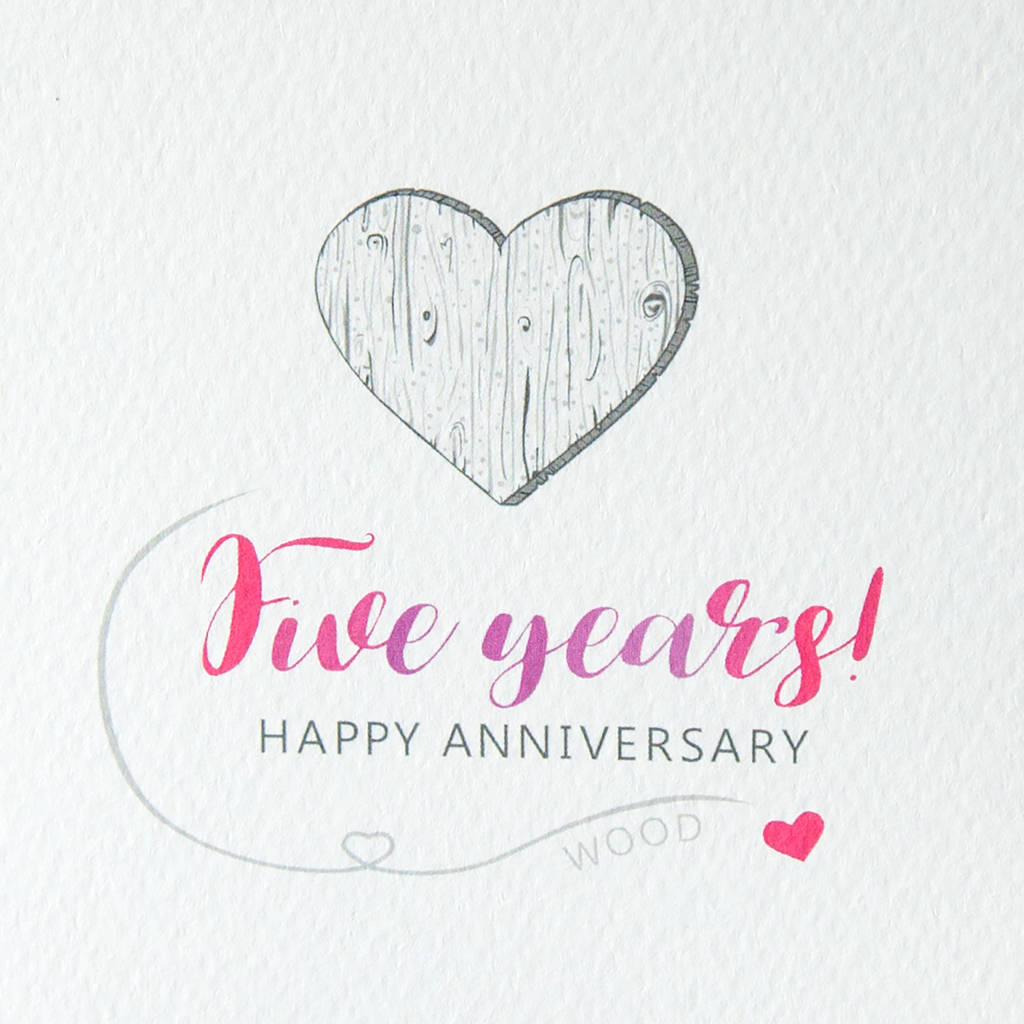 Fifth Anniversary Card Wood By Miss Shelly Designs Notonthehighstreet