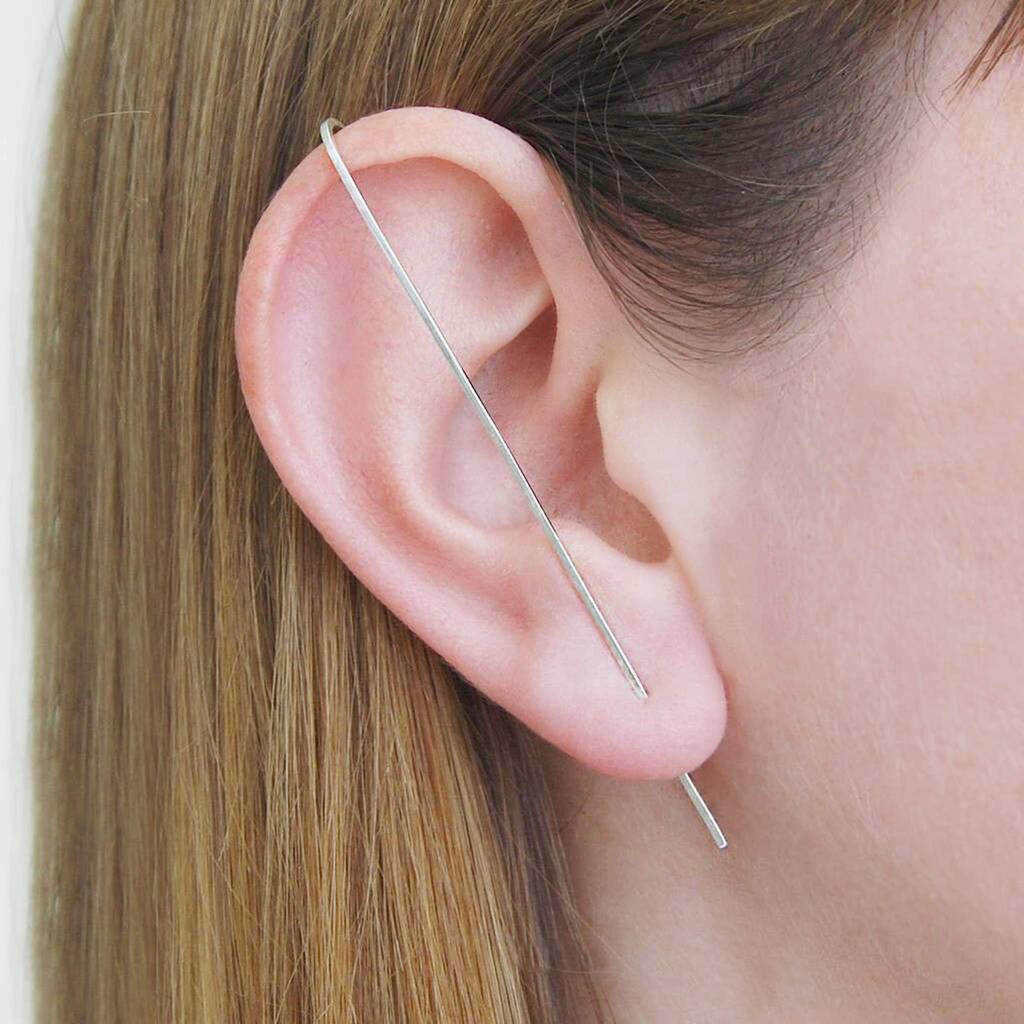 Sterling Silver Minimalist Ear Pin Earrings By Otis Jaxon