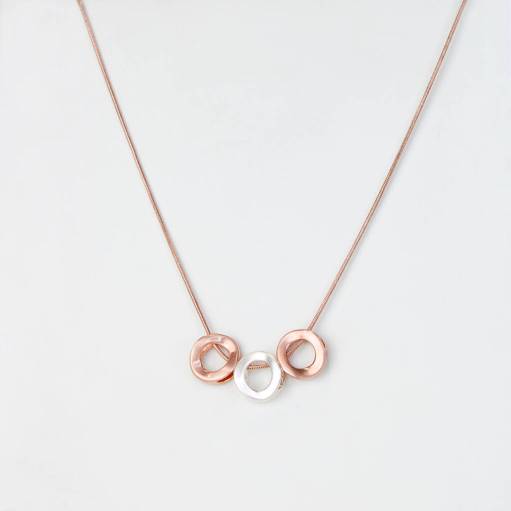 Rose Gold And Silver Circles Pendant Necklace By GY Studios
