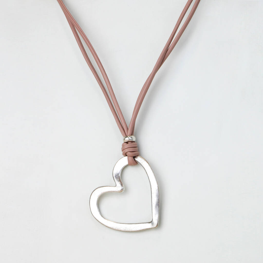 Simple Heart Pendant Cord Necklace By GY Studios