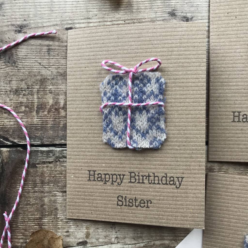 Handmade Sister Birthday Card By Suzie Lee Knitwear 