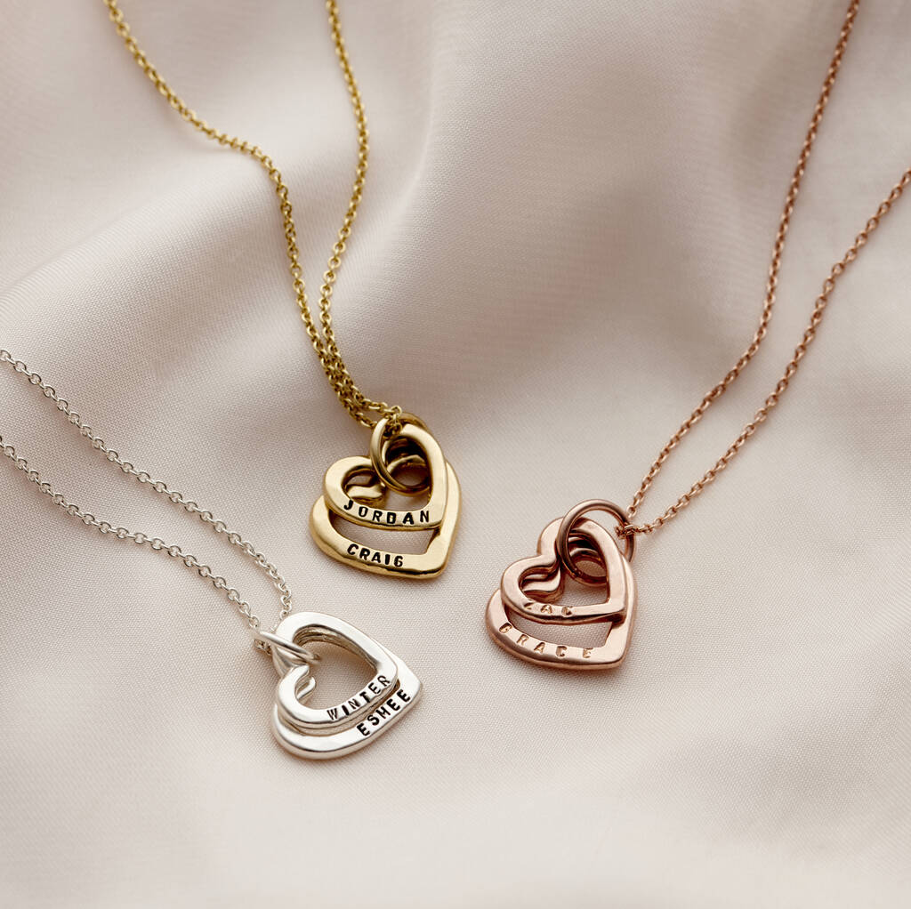 Personalised Baby Names Hearts Necklace By Posh Totty Designs