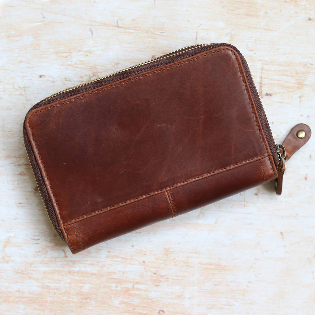 Large Leather Ziparound Purse, Distressed Brown By The Leather Store ...