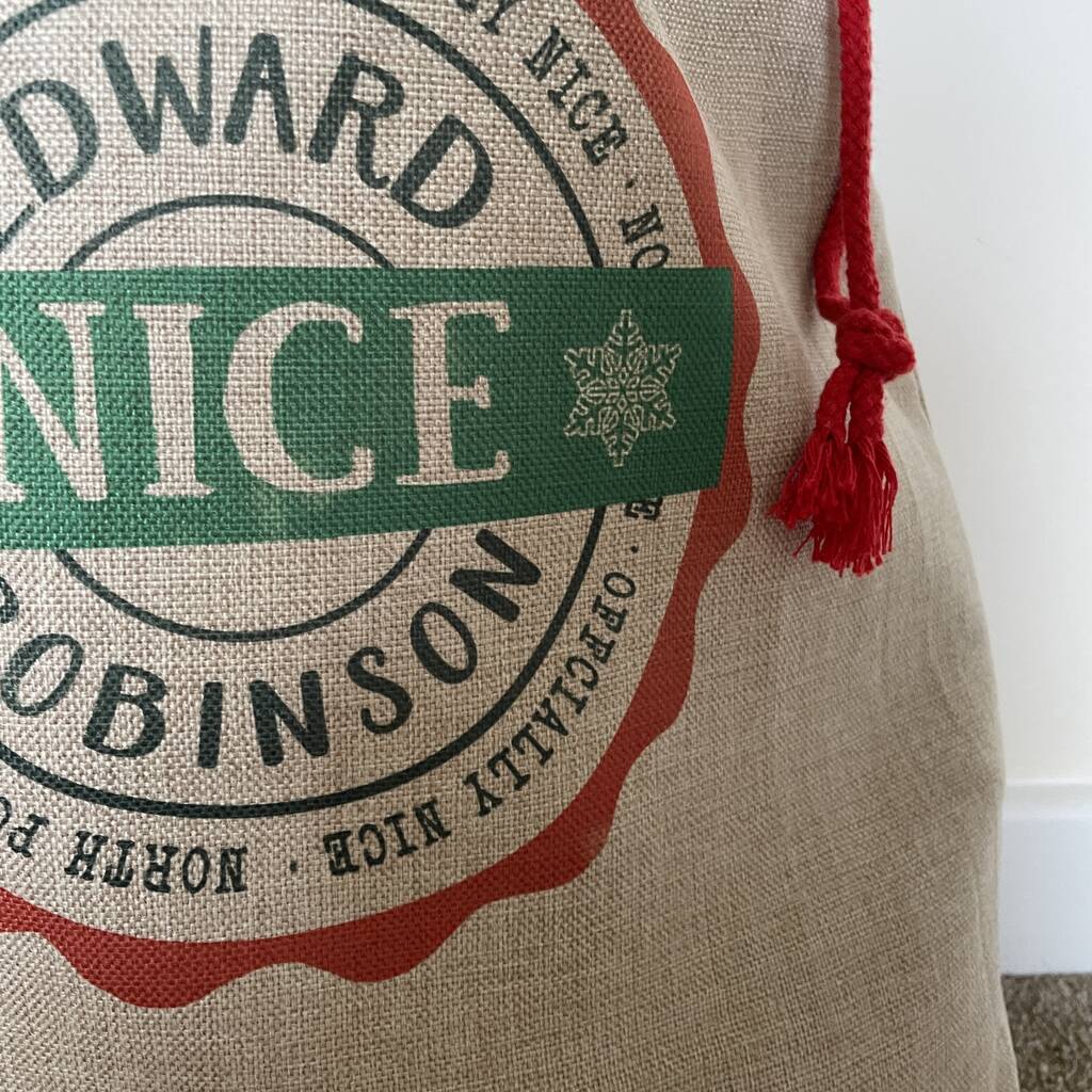 Officially 'Nice' Personalised Christmas Sack By Lunella