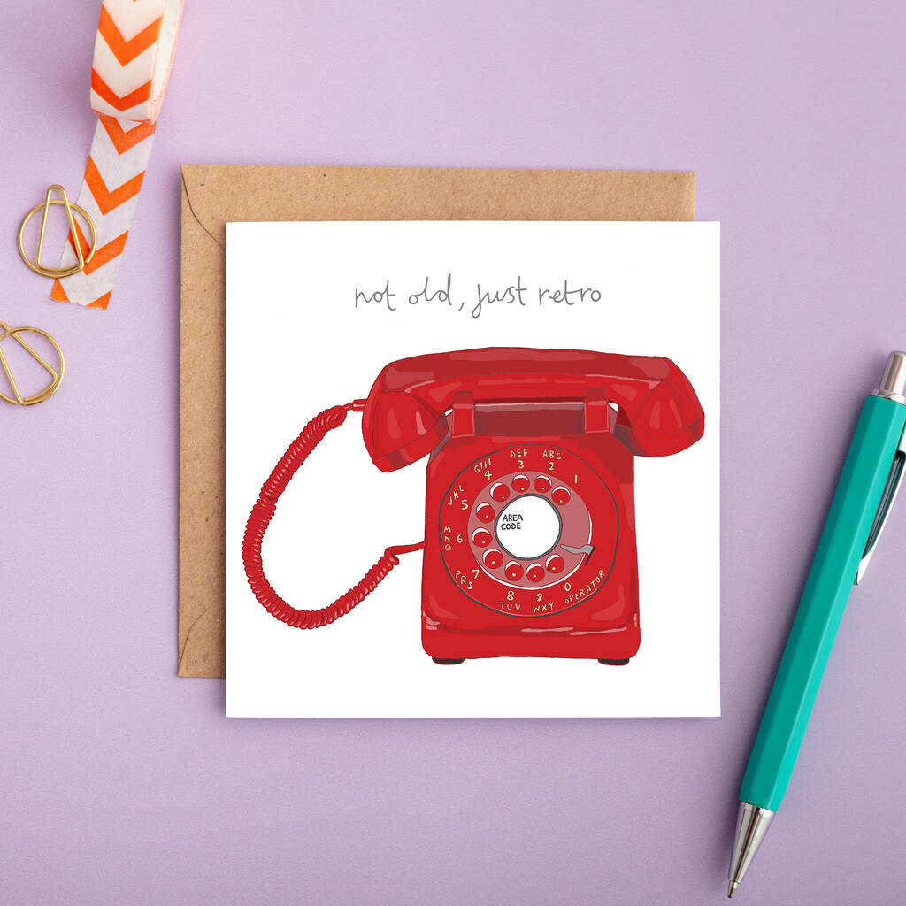 Retro Phone Birthday Card By you've got pen on your face
