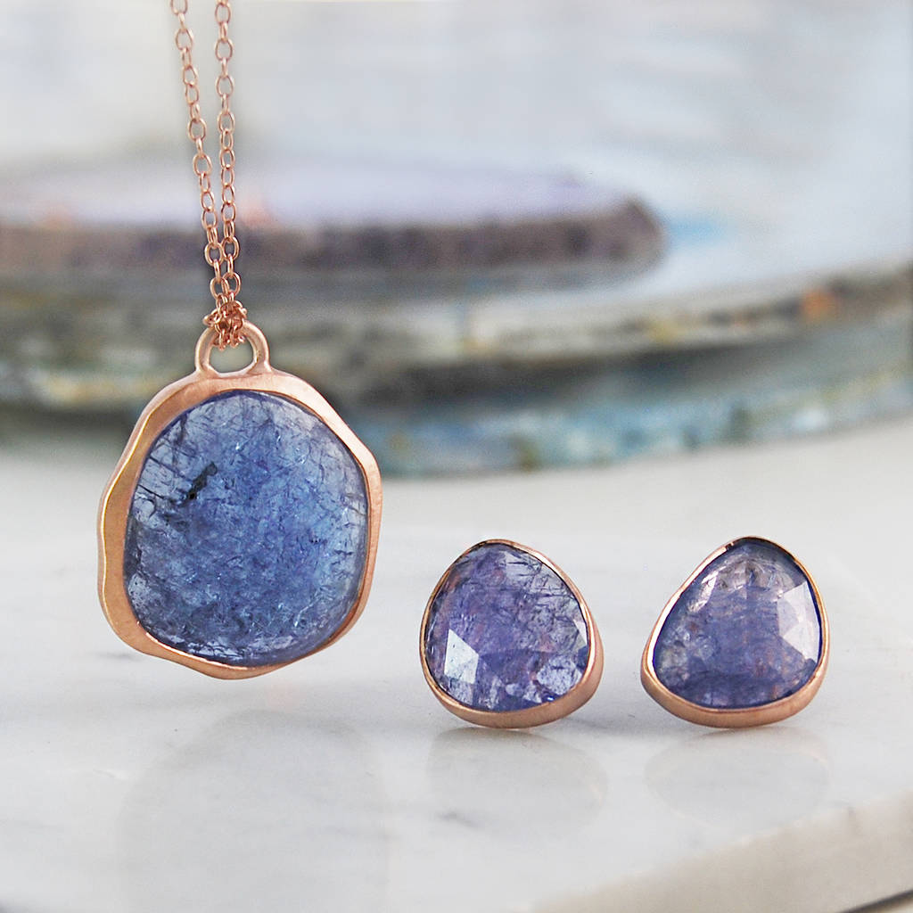 Rose Gold Raw Tanzanite December Birthstone Gift Set By Embers ...