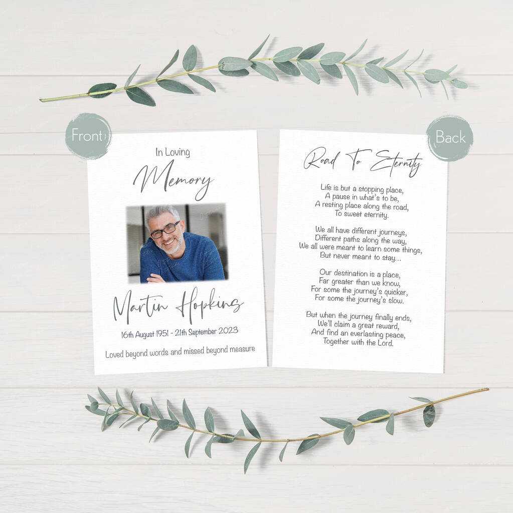 Funeral Poem Prayer Cards By Ottie Design | notonthehighstreet.com