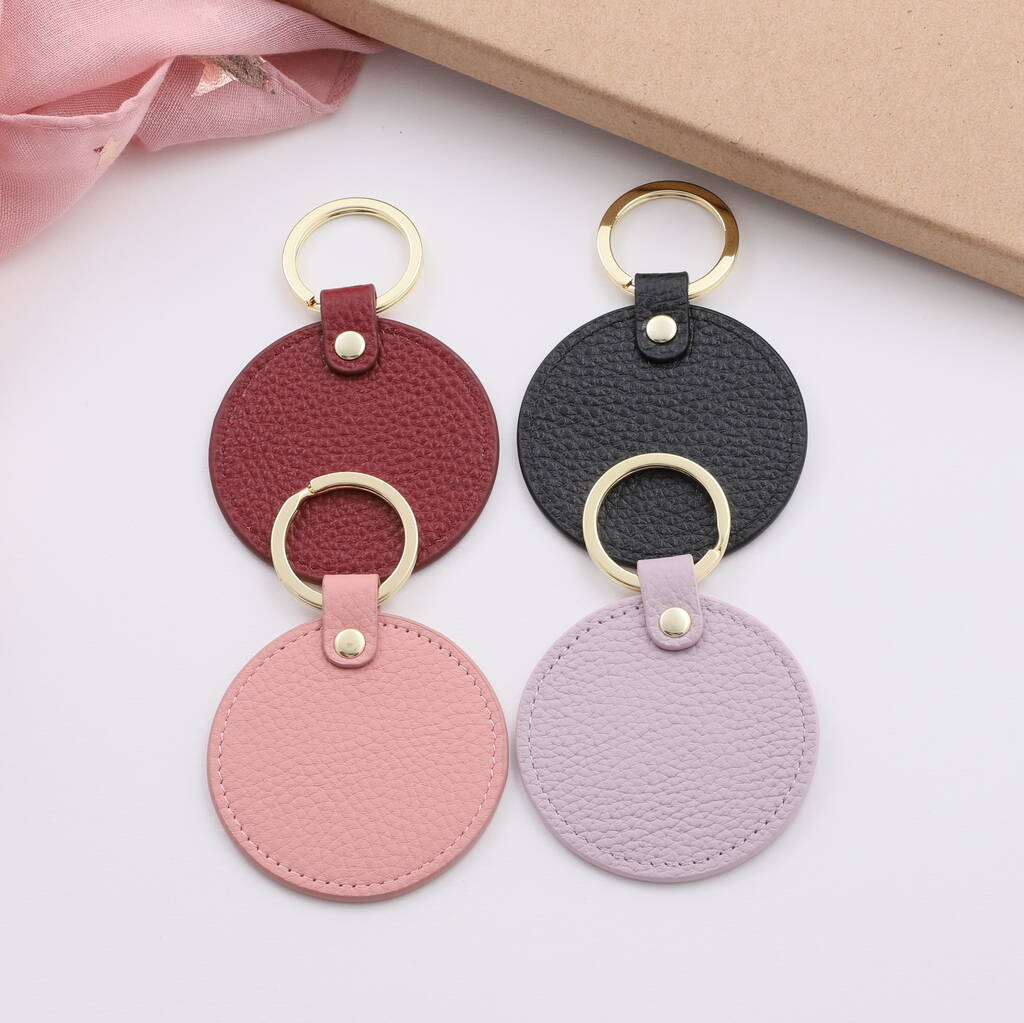 Personalised Initial Leather Round Key Ring By attic ...