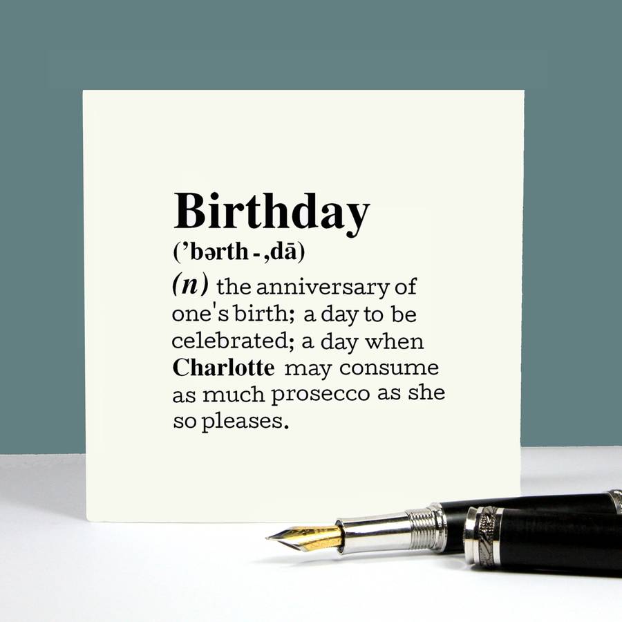 Personalised birthday Definition Card By Betsy Jarvis