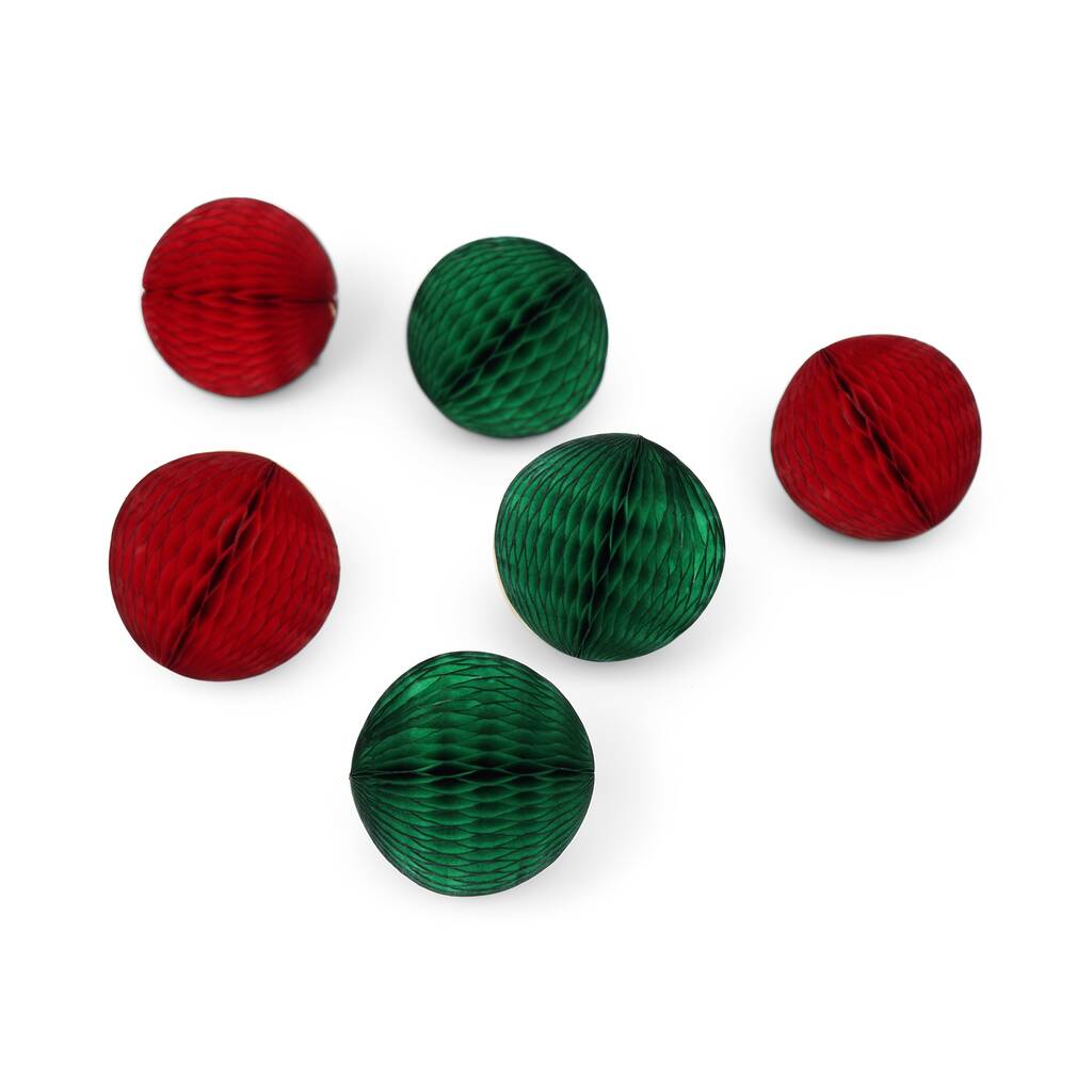 Christmas Paper Ball Set Of Six, 5cm Traditional By studio thie